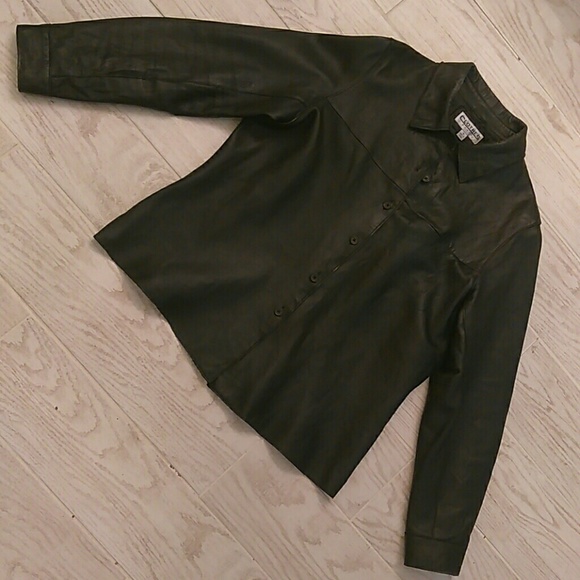 Clothes Revue | Tops | Leather Button Down Shirtjacket By Clothes Revue ...